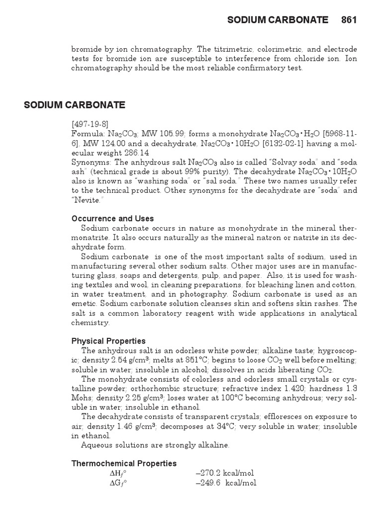 Sodium Carbonate 861: Occurrence and Uses | PDF | Sodium Carbonate ...
