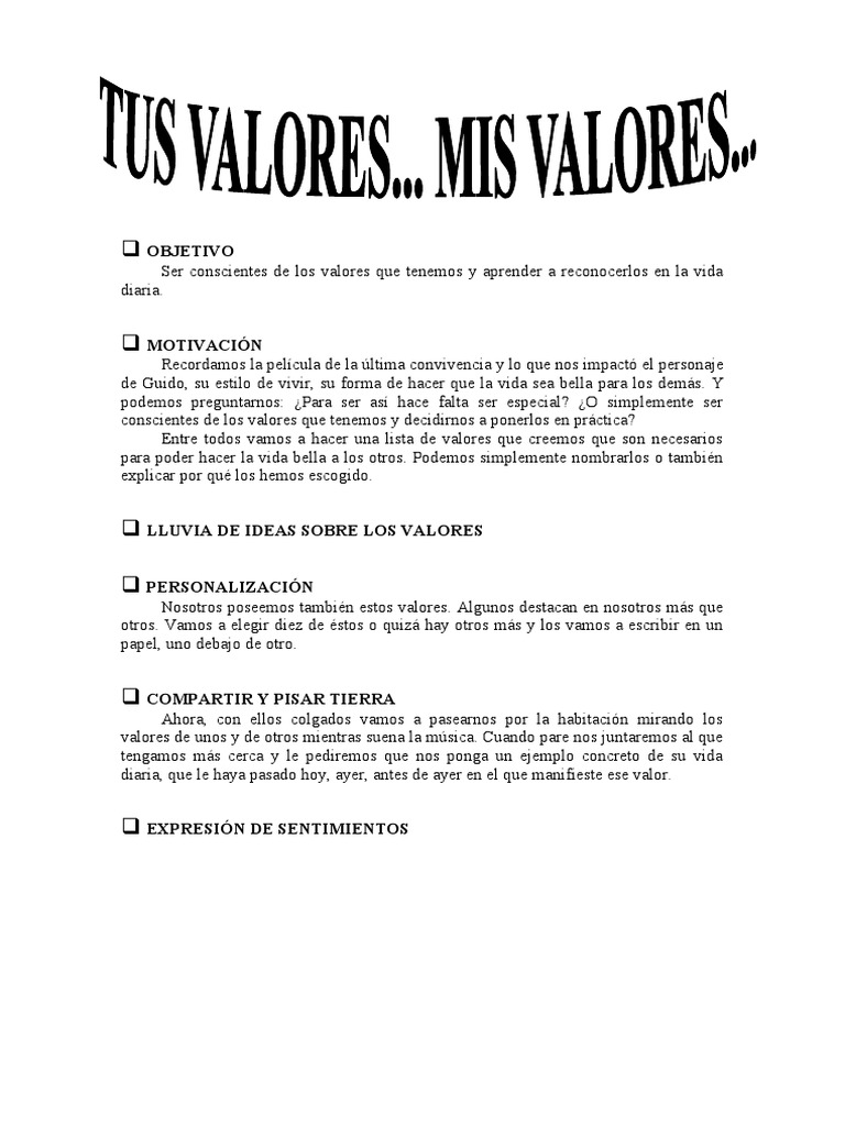 Tus Valores... Mis Valores | PDF | Relaciones personales, crianza y ...