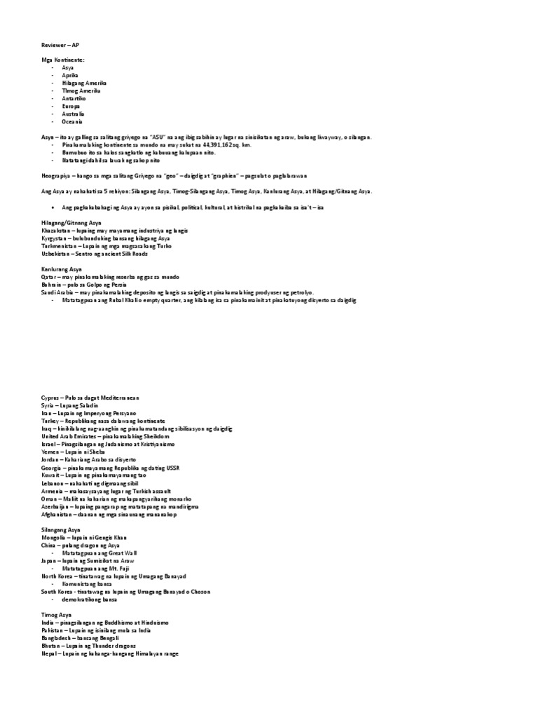 First Grading AP Reviewer Grade 7 | PDF