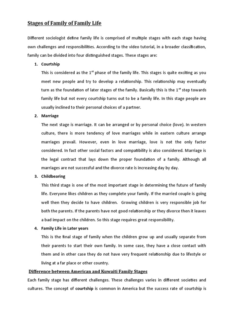 Family Life Issues | PDF | Courtship | Family