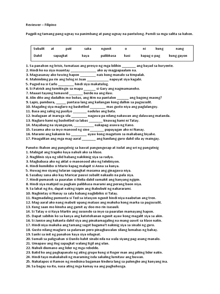 Second Grading Reviewer - Filipino Grade 7 | PDF