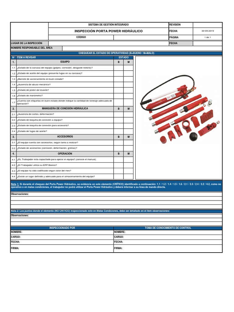 Check List Porta Power HidráulicO | PDF | Informática y tecnología de ...
