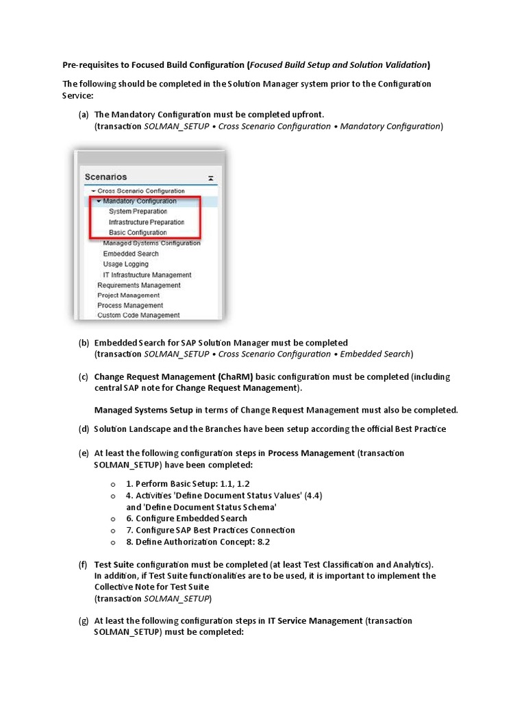 Pre-Requisites To Focused Build Configuration (Focused Build Setup and ...