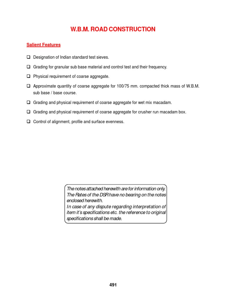WBM Road Construction Specifications | PDF | Construction Aggregate ...