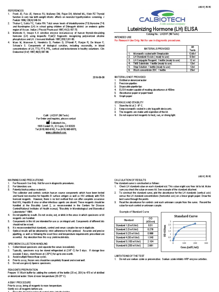 LH ELISA Package Insert | Download Free PDF | Medical Specialties ...