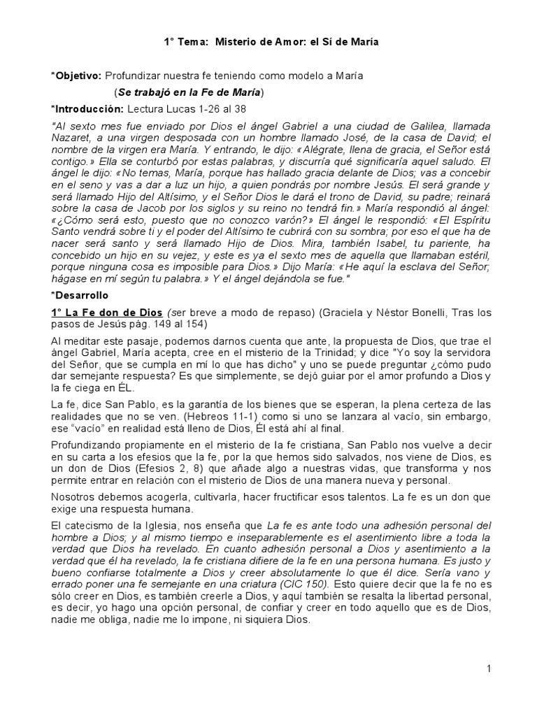 El Sí de María | PDF | María, madre de Jesús | Fe