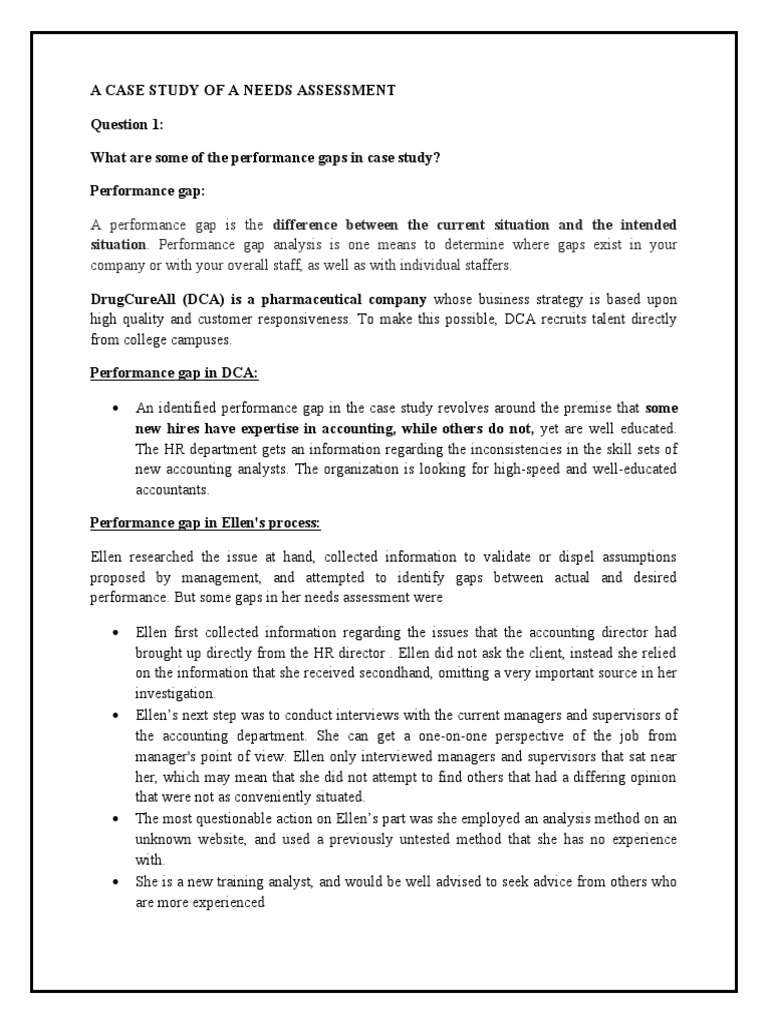 Needs Assessment Case Study Analysis | PDF | Needs Assessment ...