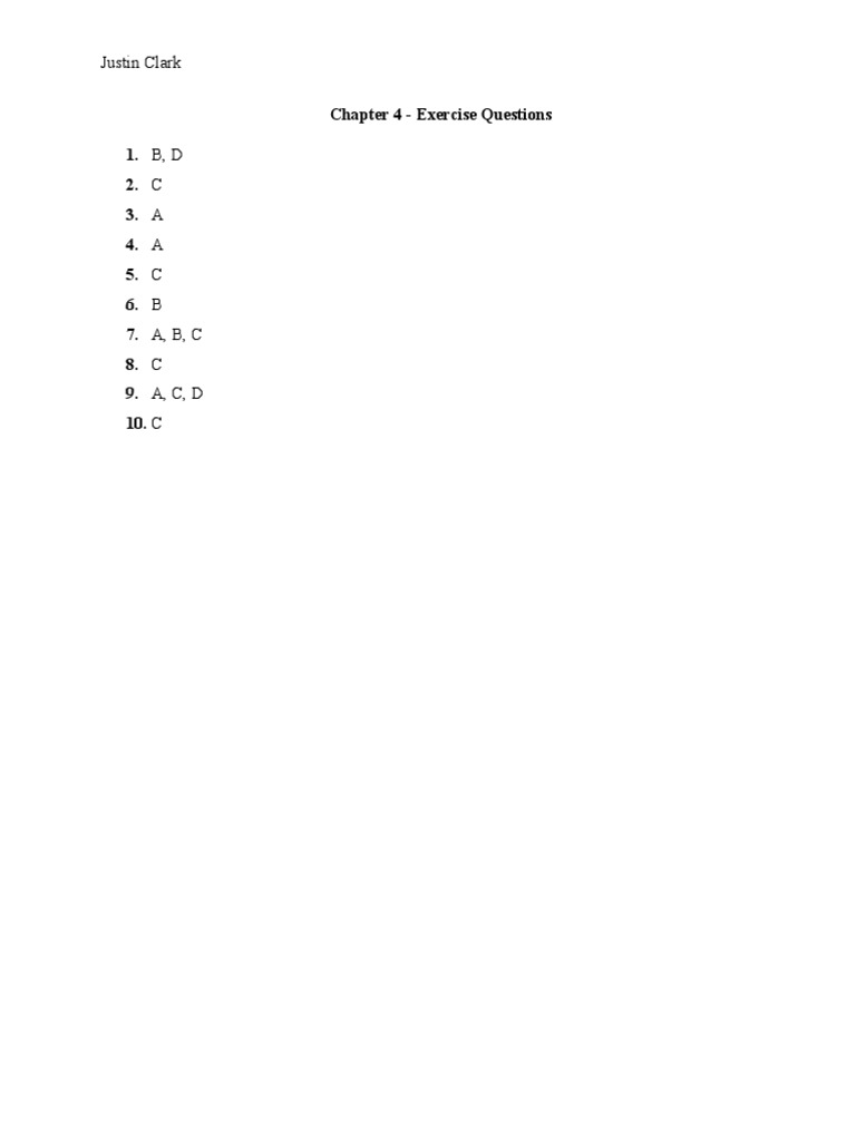 Chapter 4 Questions - Justin Clark | PDF