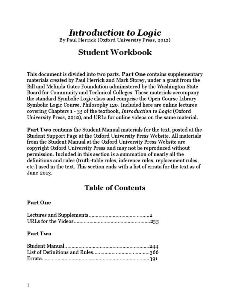 Introduction To Logic by Paul Herrick | PDF | Argument | Inductive ...