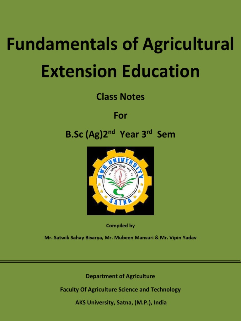 Fundamentals of Agriculture Extension Education | PDF | Evaluation | Goal