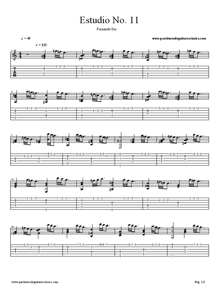 Sor, Fernando - Estudio No. 11 | PDF