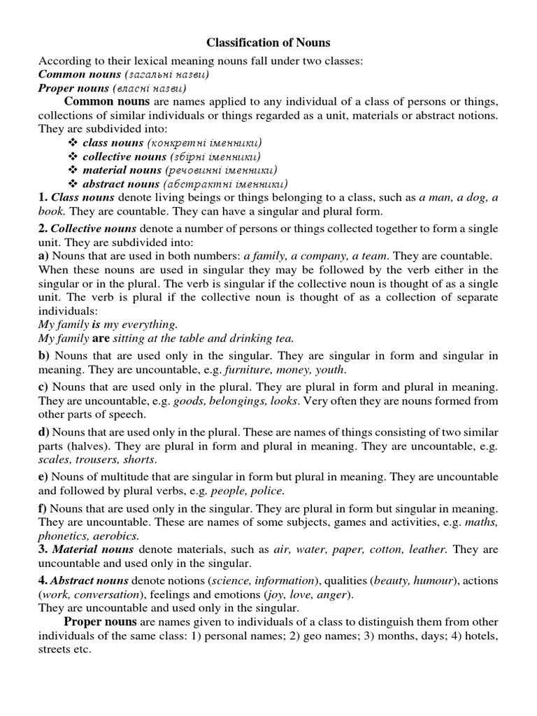 Classification of Nouns 2016 | PDF | Plural | Grammatical Number
