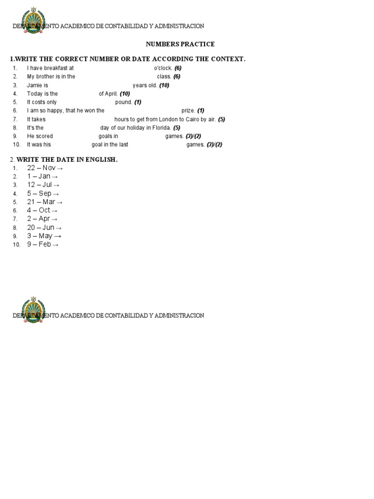 Numbers Practice for English Learners | PDF
