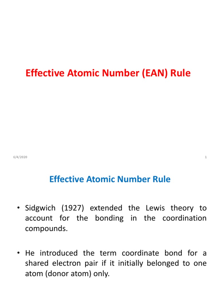 Effective Atomic Number (EAN) Rule | PDF | Coordination Complex | Isomer