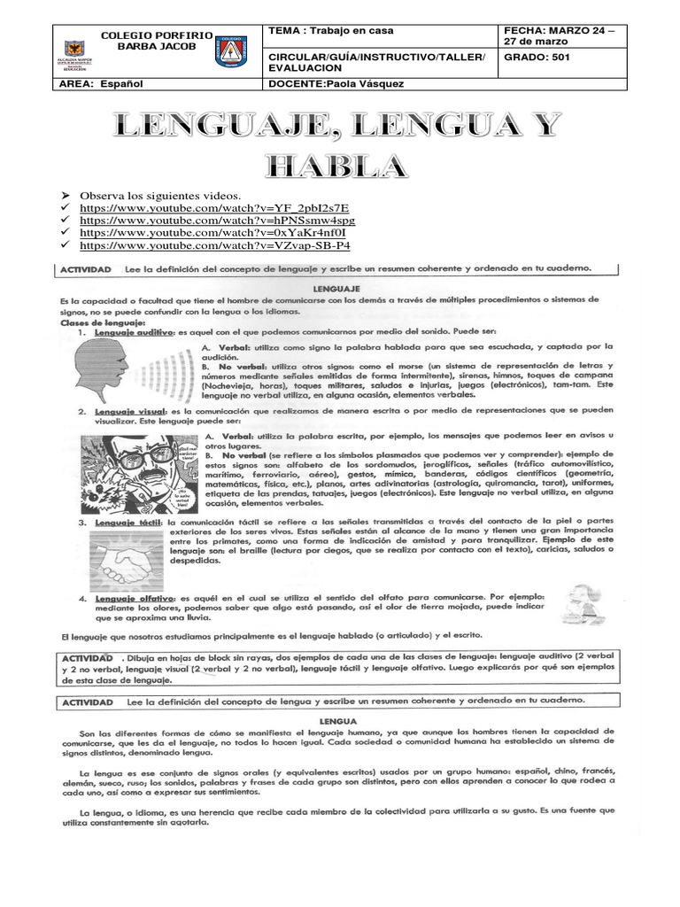 Guia de Español 501 Trabajo en Casa | PDF | Estudios de idiomas extranjeros