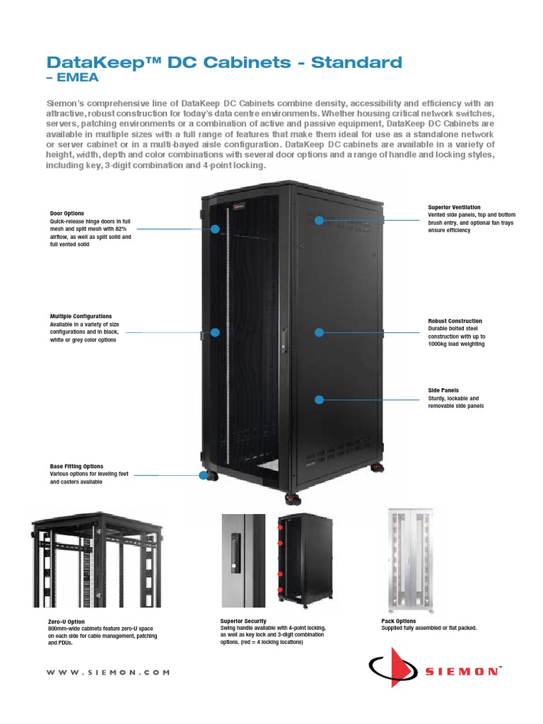Siemon Datakeep DC Cabinets Emea - Spec Sheet | PDF | Duct (Flow ...