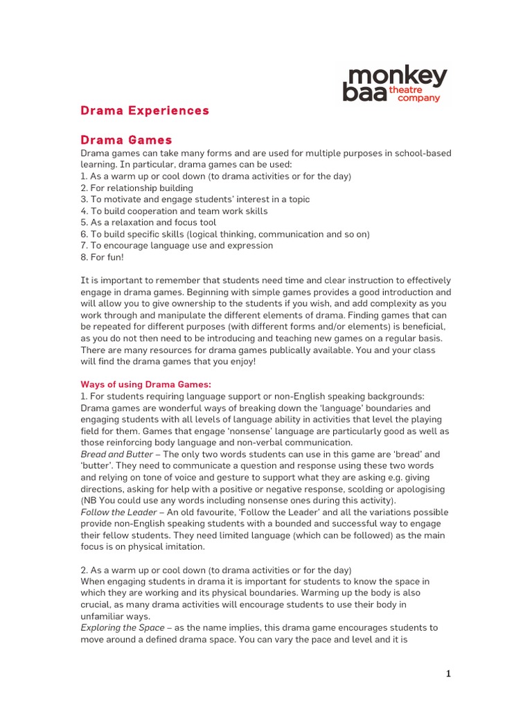 Drama Experiences Drama Games | PDF | Emotions | Narrative