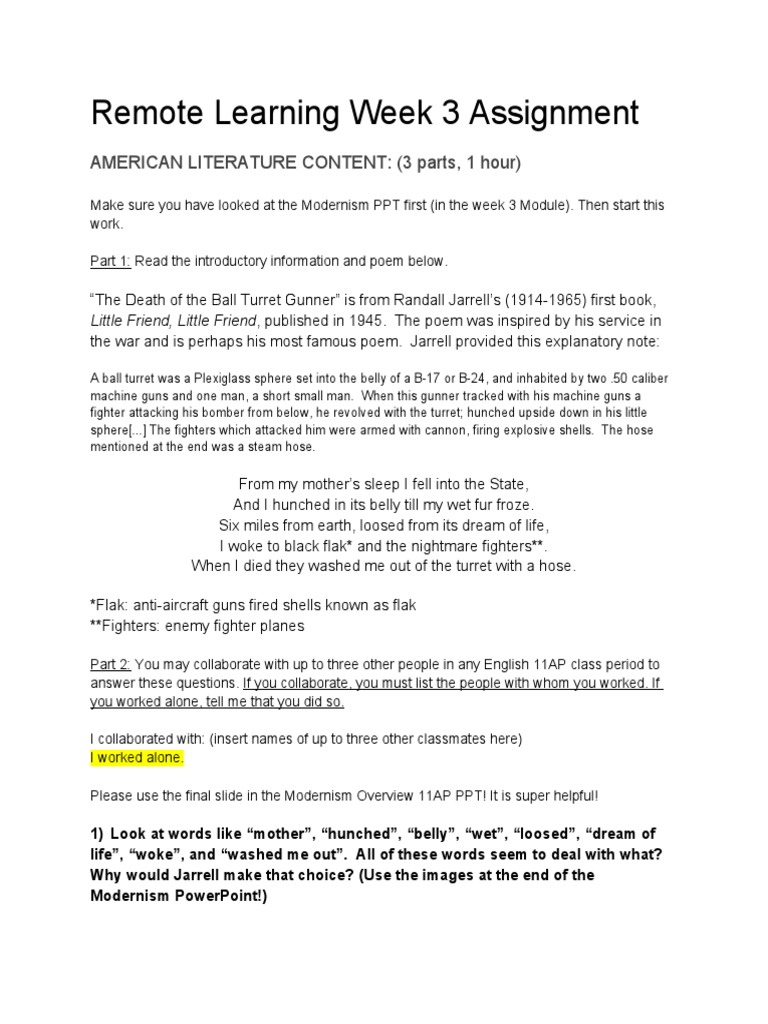 Remote Learning Week 3 Assignment | PDF | Unrest