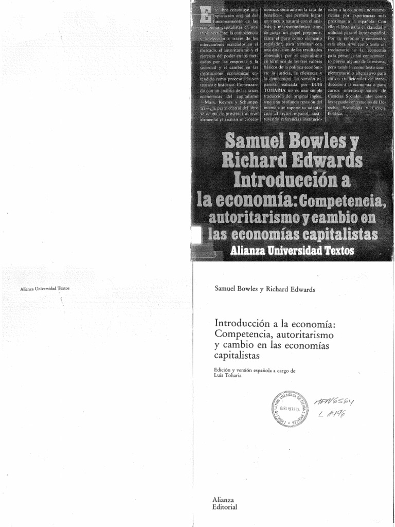 Samuel Bowles, Richards Edwards - Introducción A La Economía ...