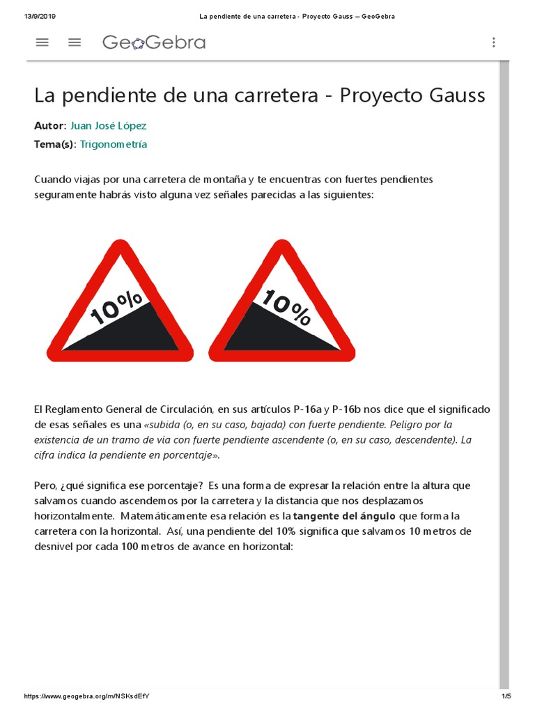 Pendientes en Carreteras: Significado y Cálculo | PDF | Pendiente ...