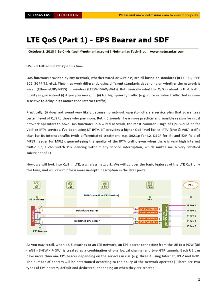 Netmanias.2013.10.01.LTE QoS (Part 1) - EPS Bearer and SDF PDF | PDF | Quality Of Service ...