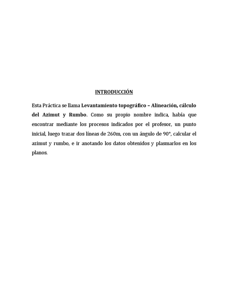 Inf - Alineacion y Calculo de Azimuts y Rumbo | PDF | Geodesia ...