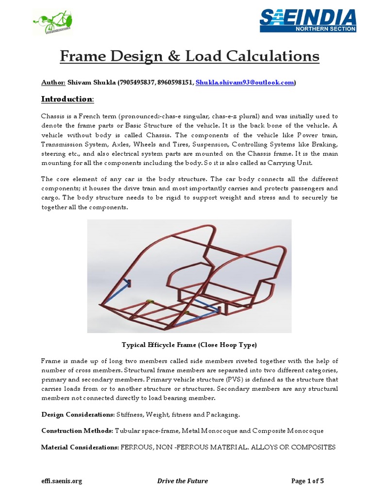 Frame Design & Load Calculations PDF | PDF | Bending | Vehicles