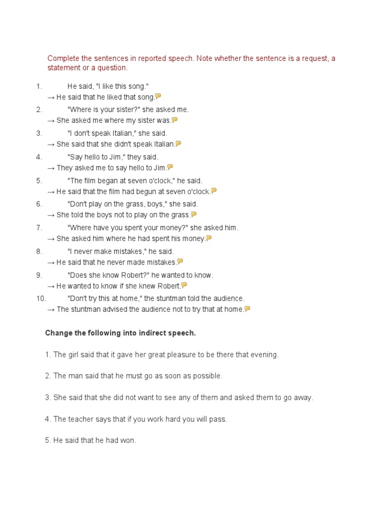 IRC TEST CONDITIONAL&REPORTEDSPEECH Answer Key | PDF
