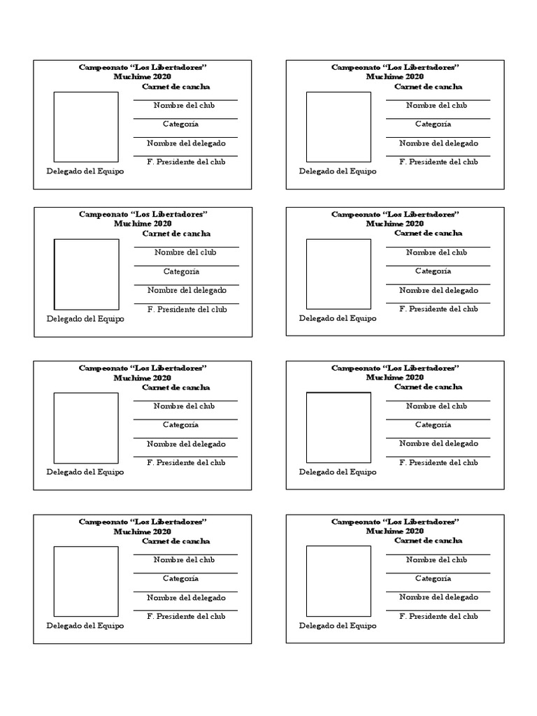 Modelo de Carnet de Fútbol 2020 | PDF | Asociación de Futbol | Deportes