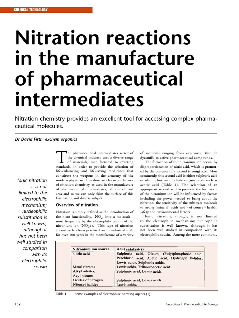 Nitration Chemistry in Pharmaceuticals | PDF | Ester | Chemical Reactions