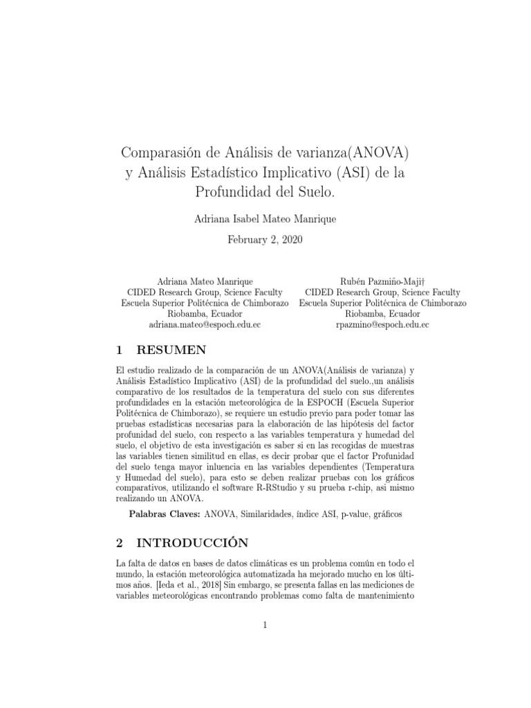 An Lisis de Varianza ANOVA y GR Ficos Implicativos de La Profunidad Del Suelo | PDF | Análisis ...