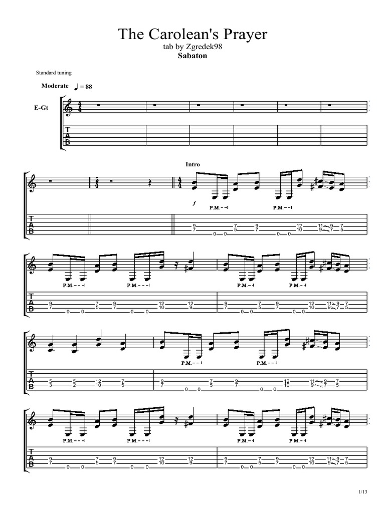 SABATON - The Caroleans' Prayer | PDF | Song Structure | Songs