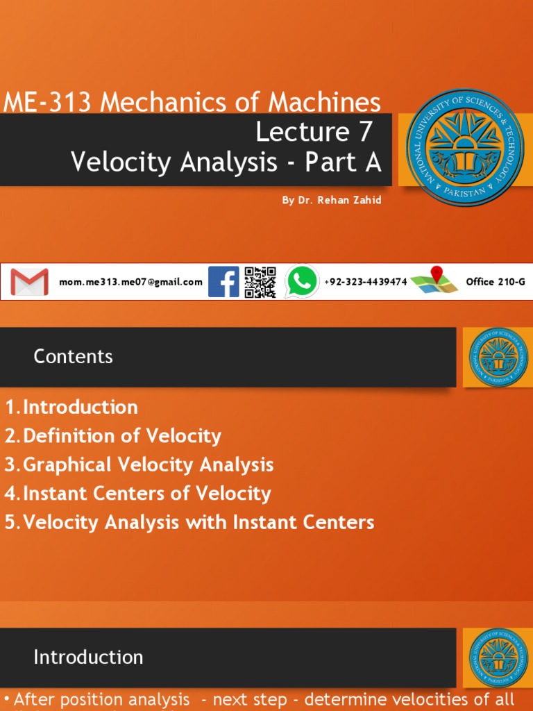 Lecture 7 Velocity Analysis Part A Pdf Euclidean Vector Velocity
