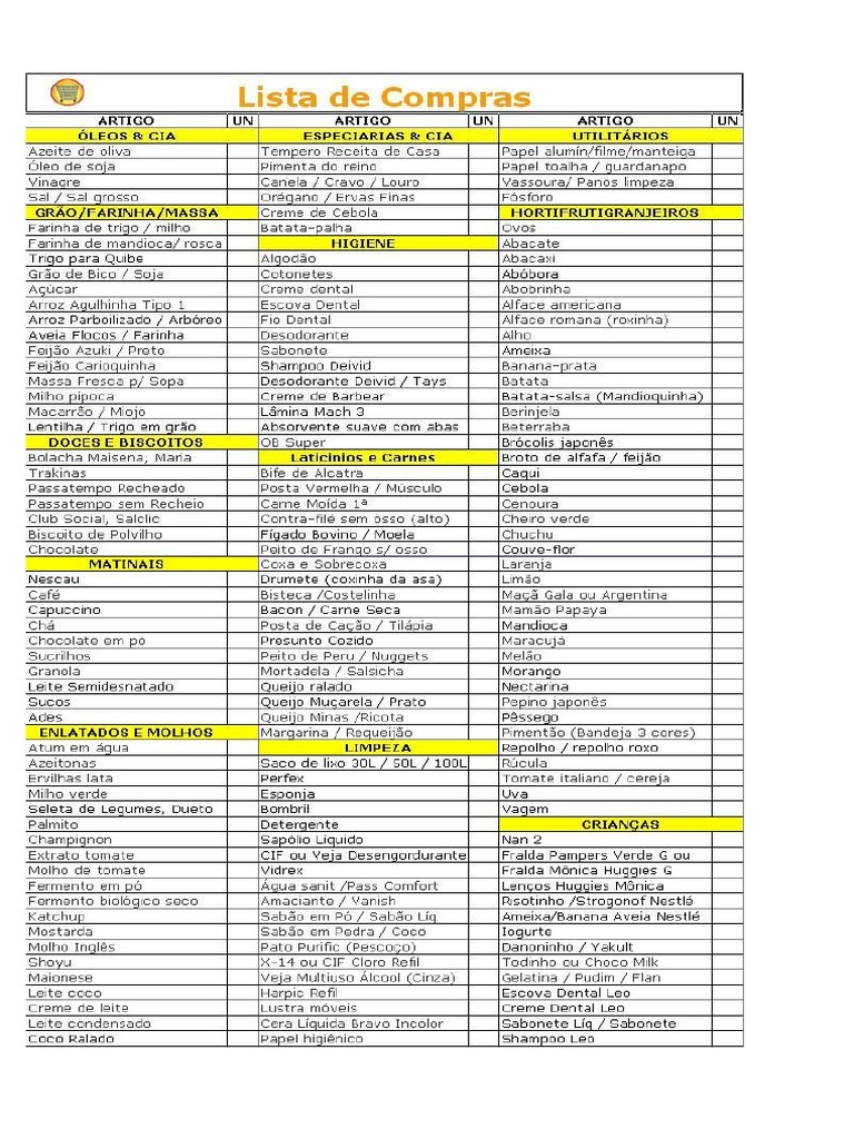 Lista de Compras PDF | PDF