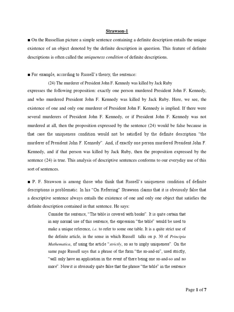 Strawson 1 | PDF | Philosophical Movements | Metaphysics