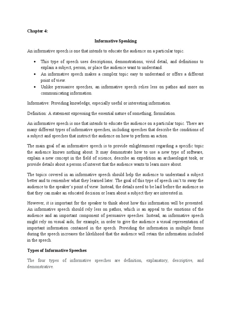 Informative Speech | Download Free PDF | Definition | Information