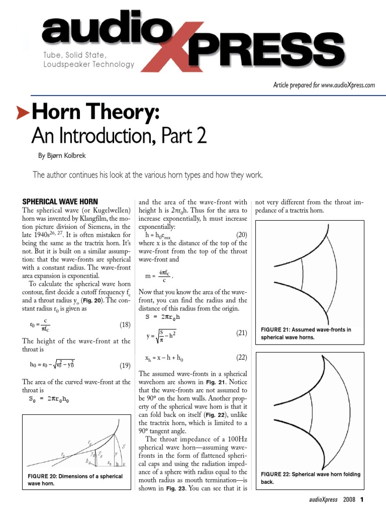 Horn Theory:: An Introduction, Part 2 | PDF | Waves | Physical Phenomena