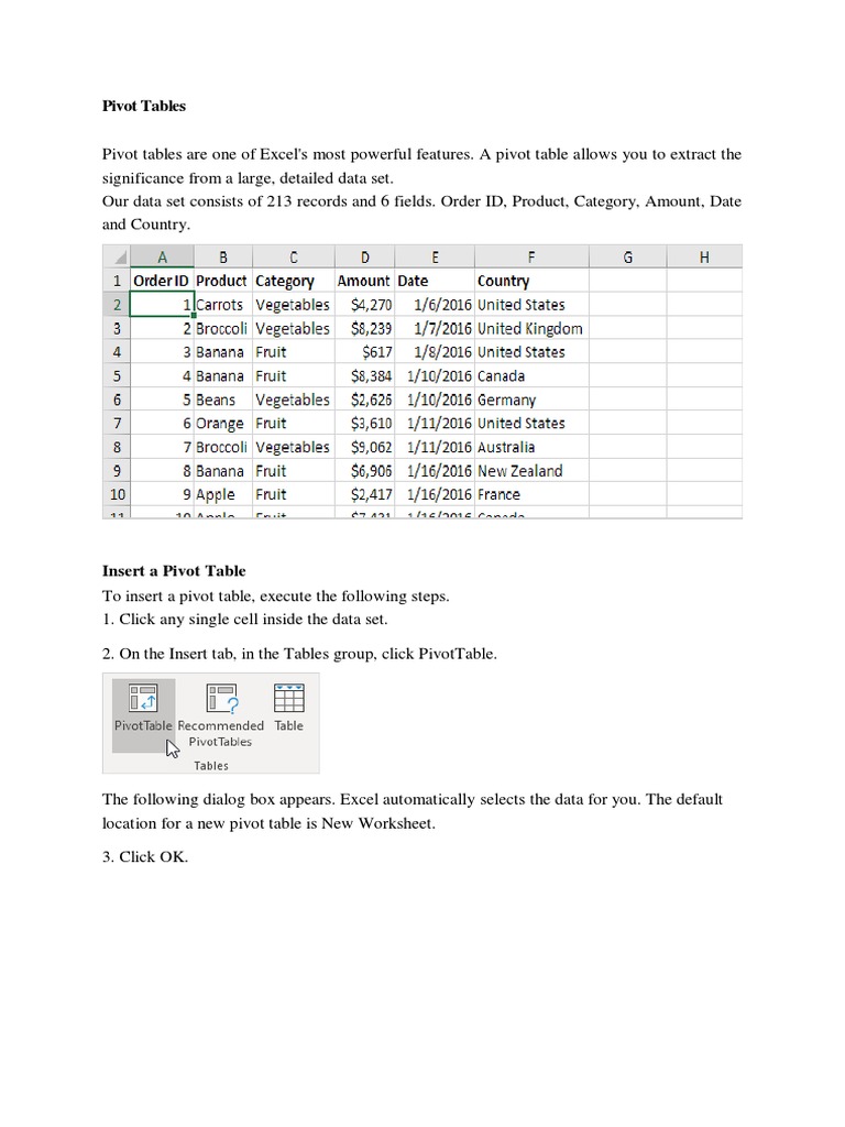 Pivot Table Notes PDF | PDF