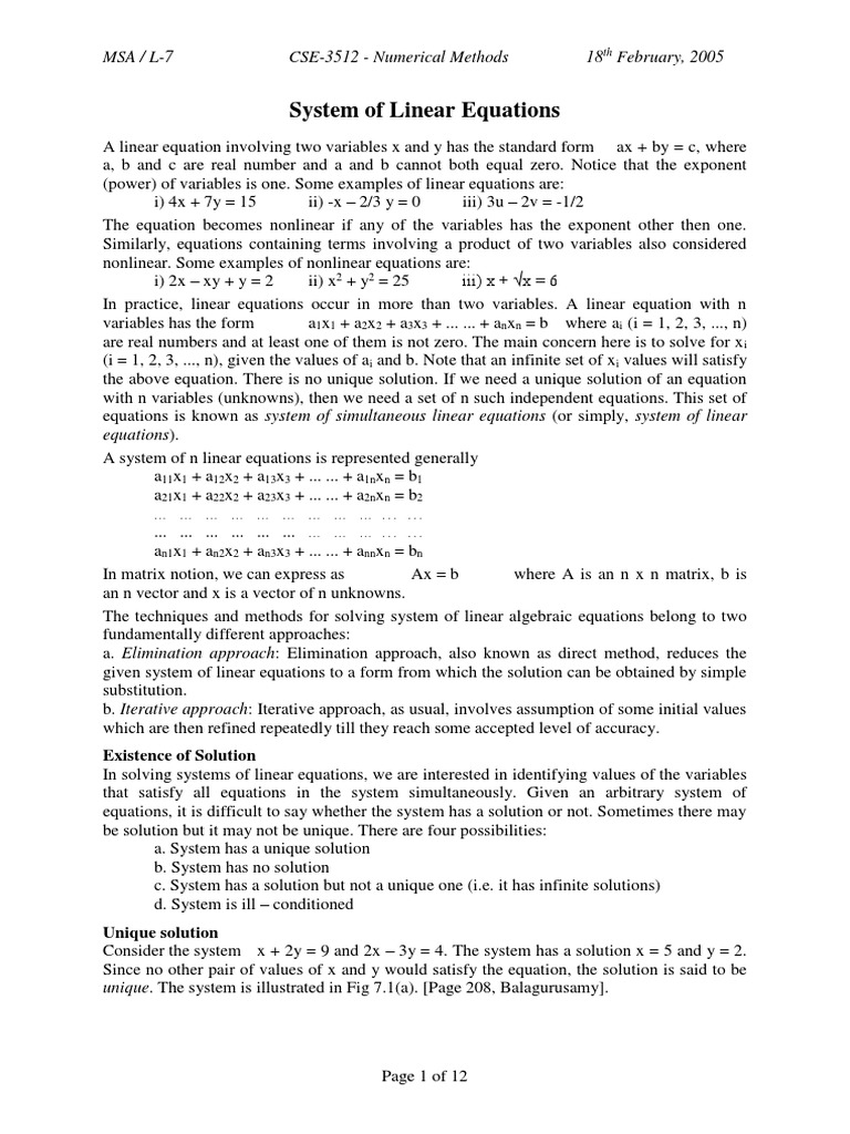 Understanding Linear Equations Systems | PDF | Eigenvalues And ...