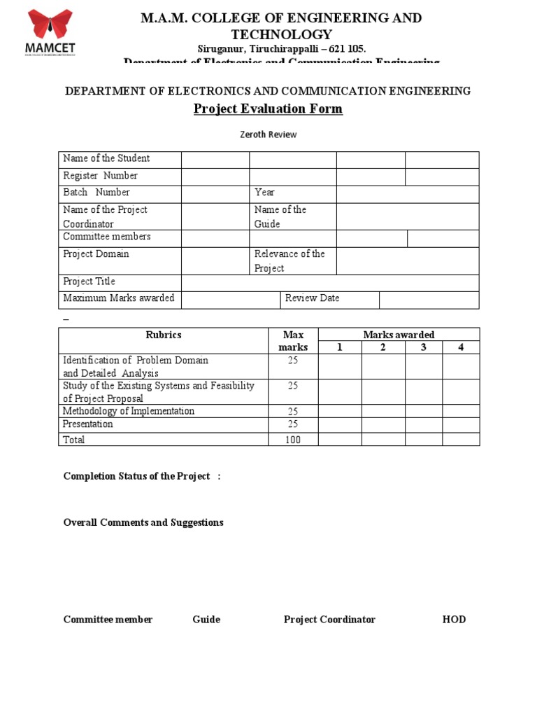 Project Evaluation Form | Download Free PDF | Evaluation | Science