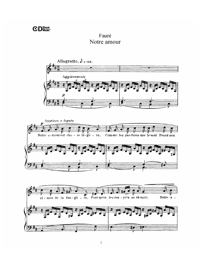 Faure Notre Amour PDF | PDF