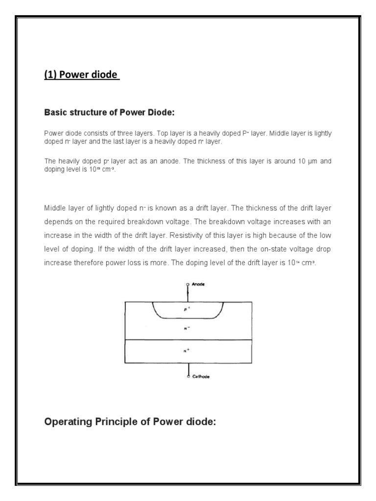 Structure Operating Principles Characteristics And Applications Of Power Diodes And Signal