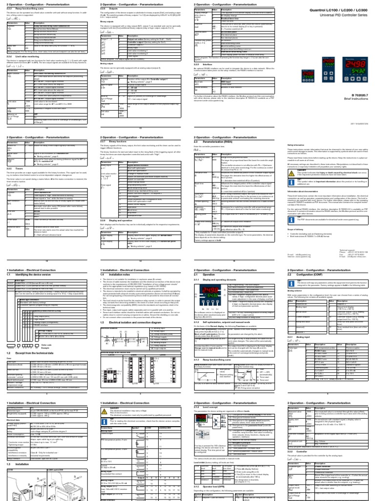 Quantrol LC100 / LC200 / LC300: Universal PID Controller Series | PDF | Input/Output | Relay