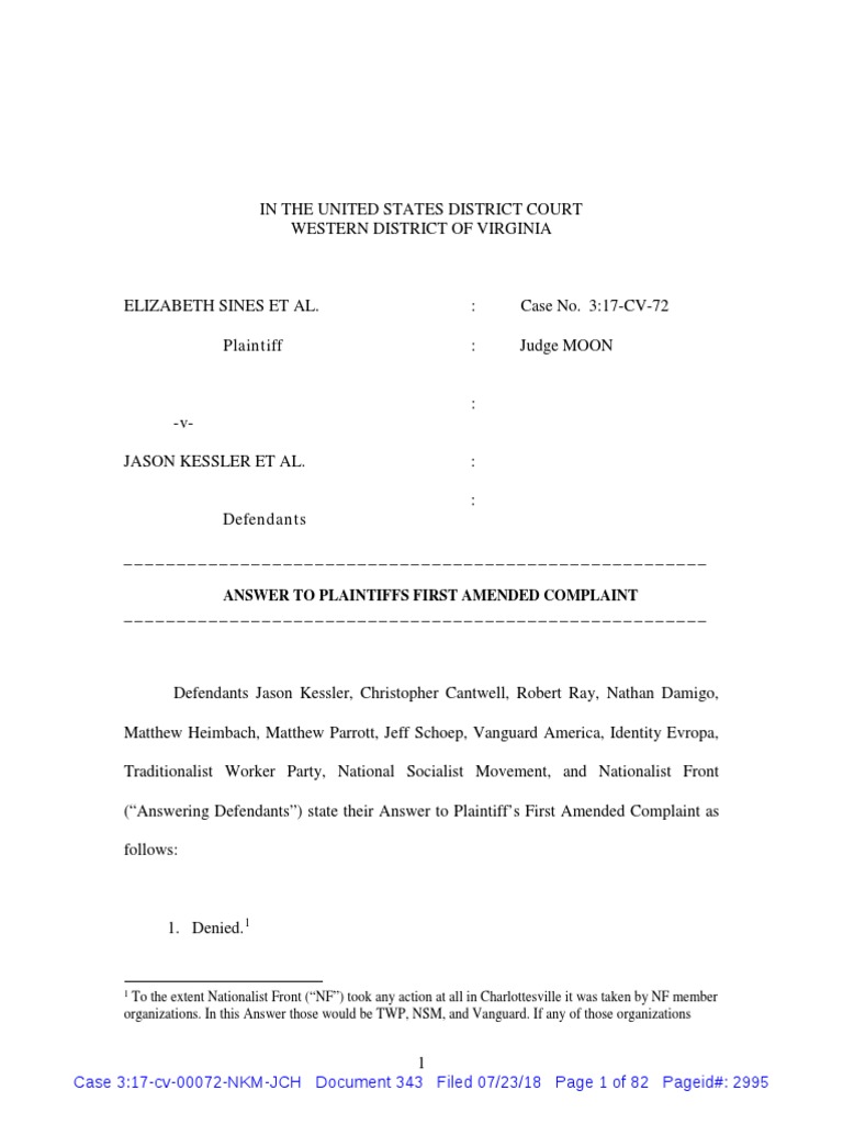 Defendant's Answer To 1st Amended Complaint - ECF 343 | PDF | Truth ...