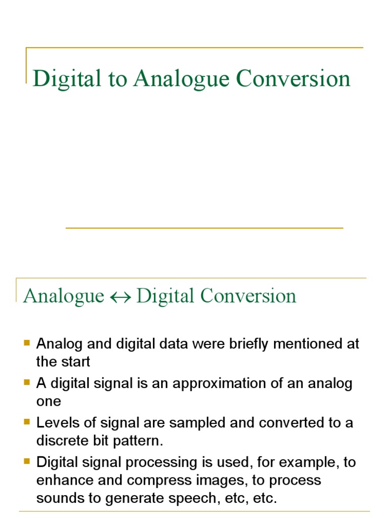 Digital to Analogue Conversion Explained | PDF | Analogue Electronics ...