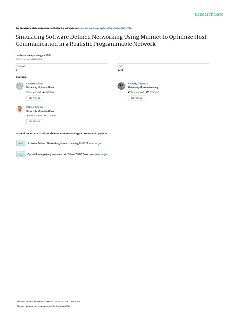 Simulating Software Defined Networking Pdf Computer Network Virtualization