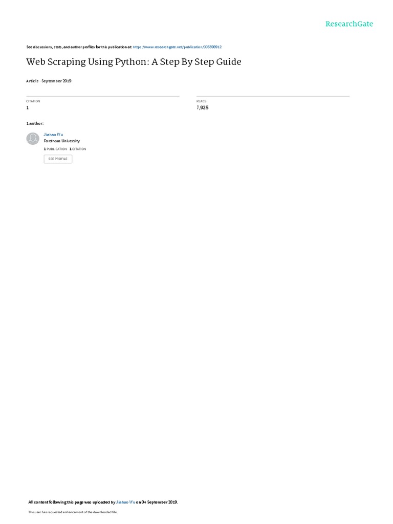Web Scraping Using Python: A Step by Step Guide: September 2019 | PDF ...