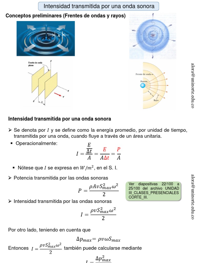 Fórmulas de Intensidad Sonora | PDF | Olas | Sonido