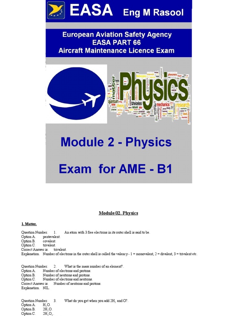 EASA Exam - Module 02 Physics | PDF | Atoms | Proton