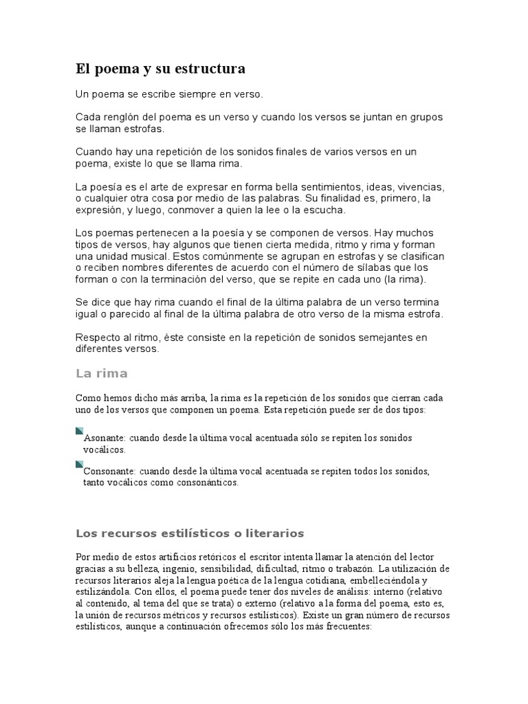 El Poema y Su Estructura | PDF | Rima | Poesía